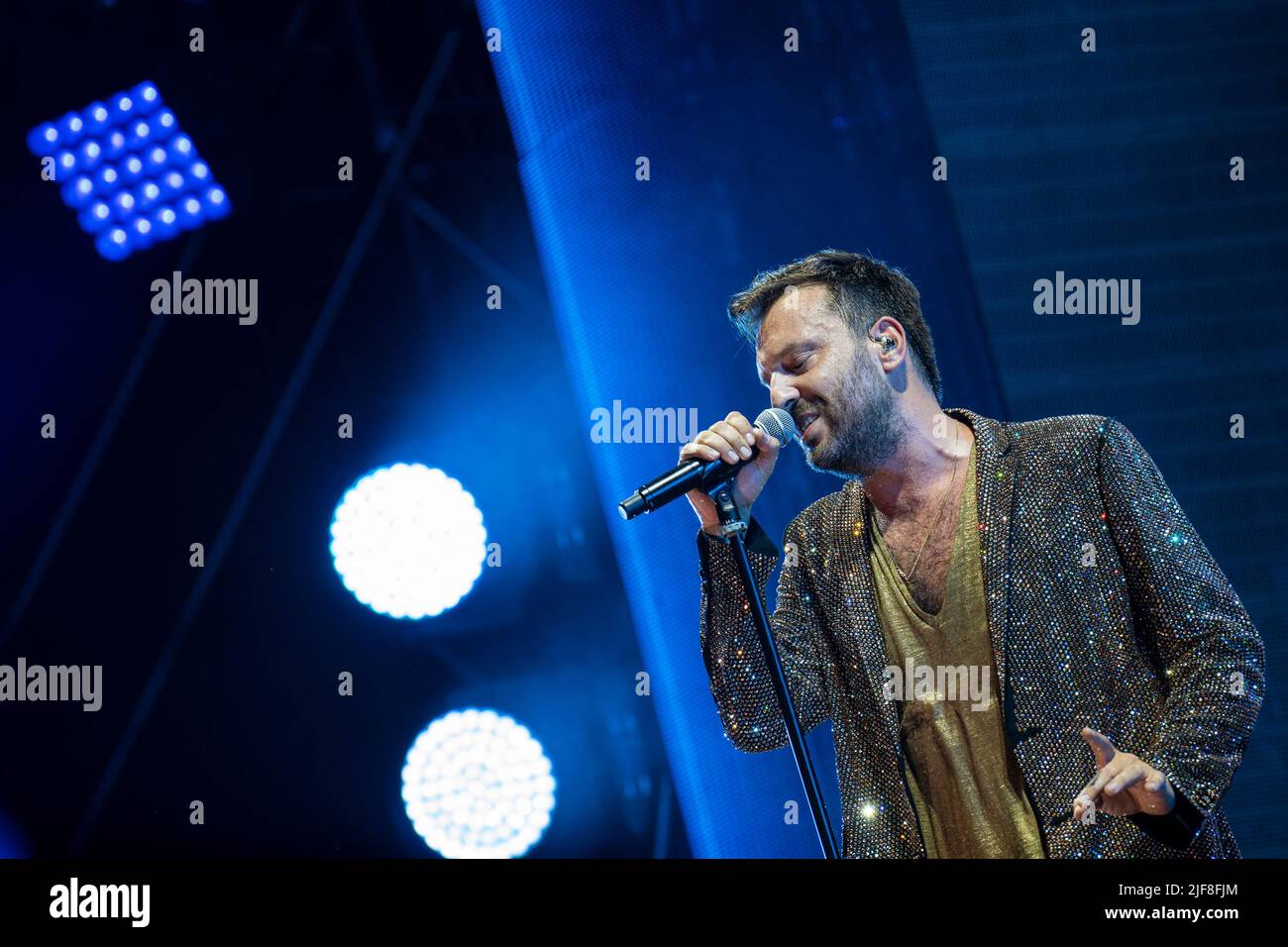 The Italian singer Cesare Cremonini performs live on stage at the ...