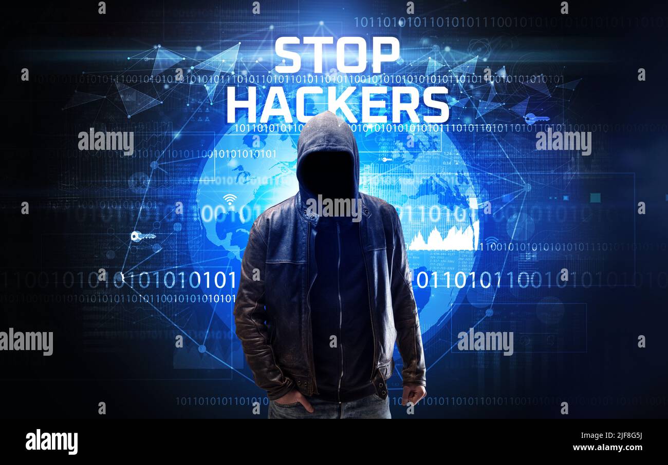 Faceless hacker at work, security concept Stock Photo - Alamy