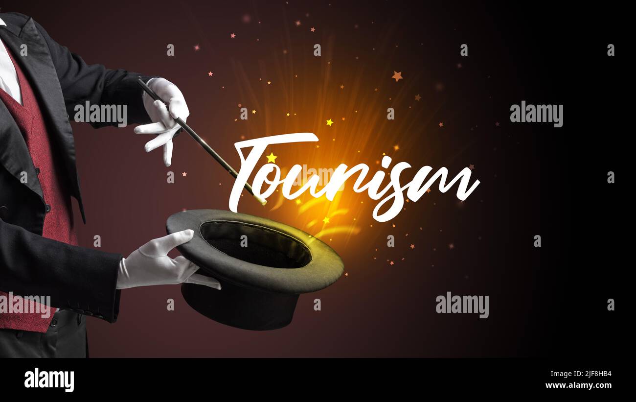 Old Magician is showing magic trick Stock Photo - Alamy