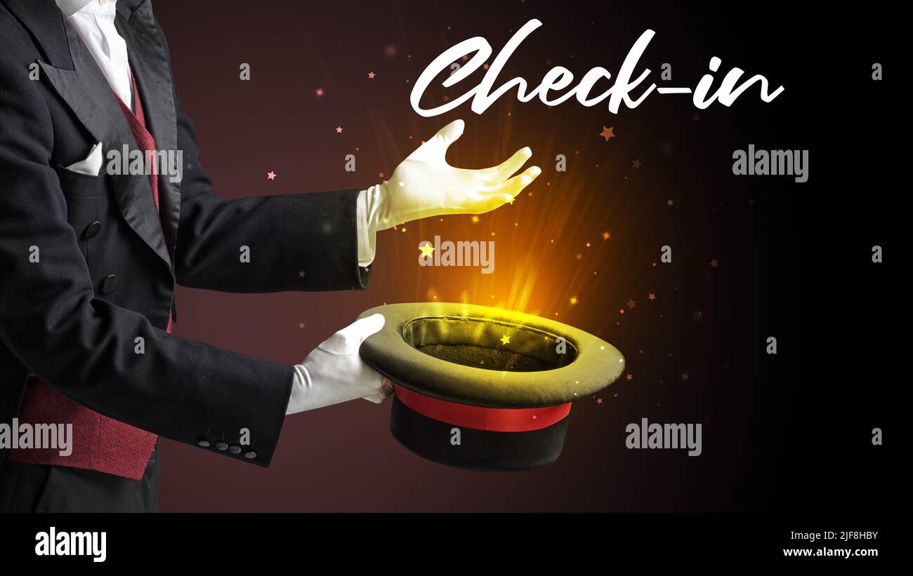 Old Magician is showing magic trick Stock Photo - Alamy