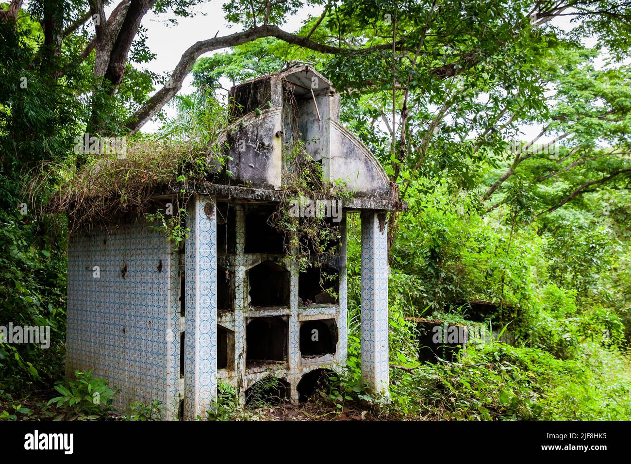 Abandoned open graves in the cemetery of the old town of Armero ...