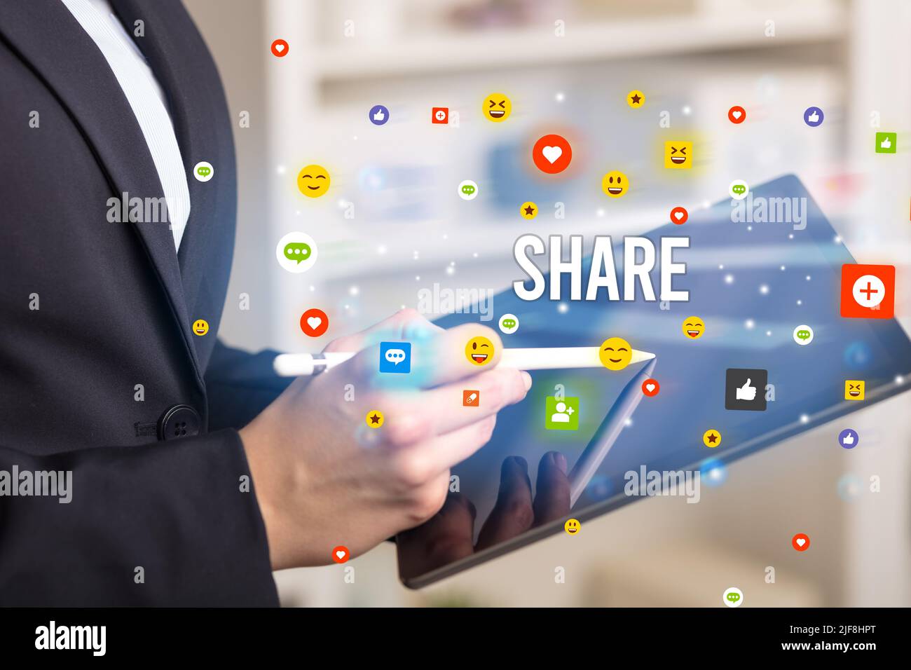 business person playing multimedia concept Stock Photo - Alamy
