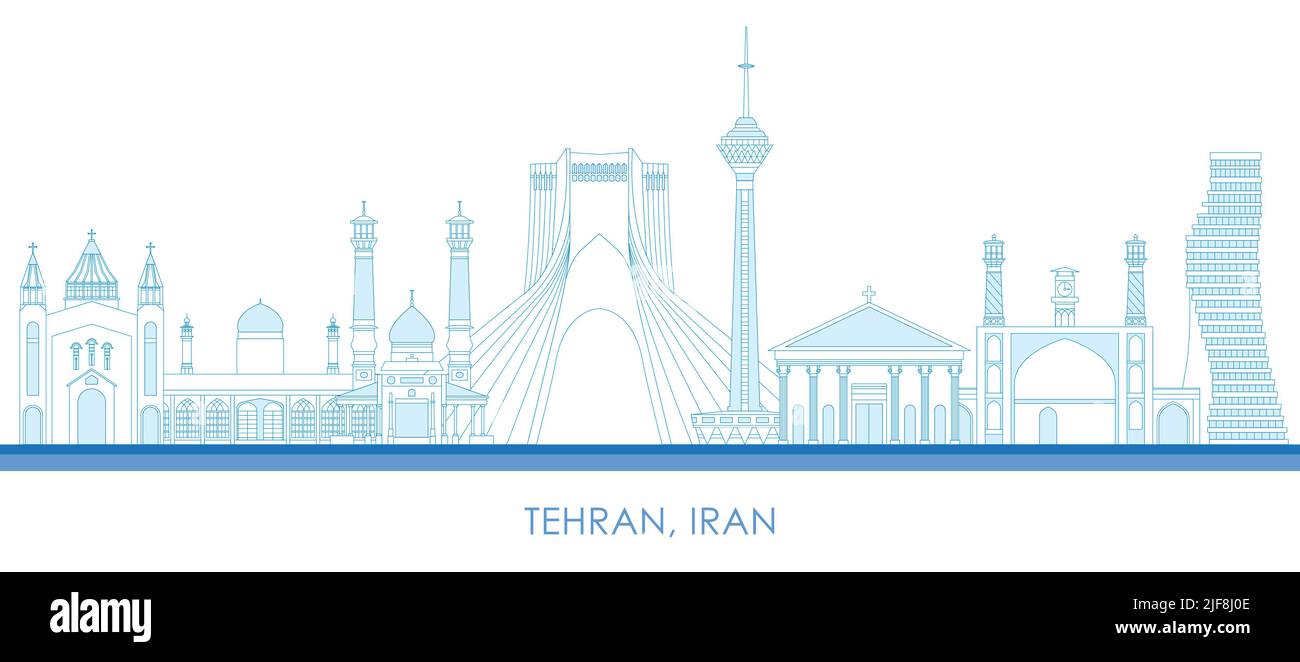 Outline Skyline panorama of city of Tehran, Iran - vector illustration ...