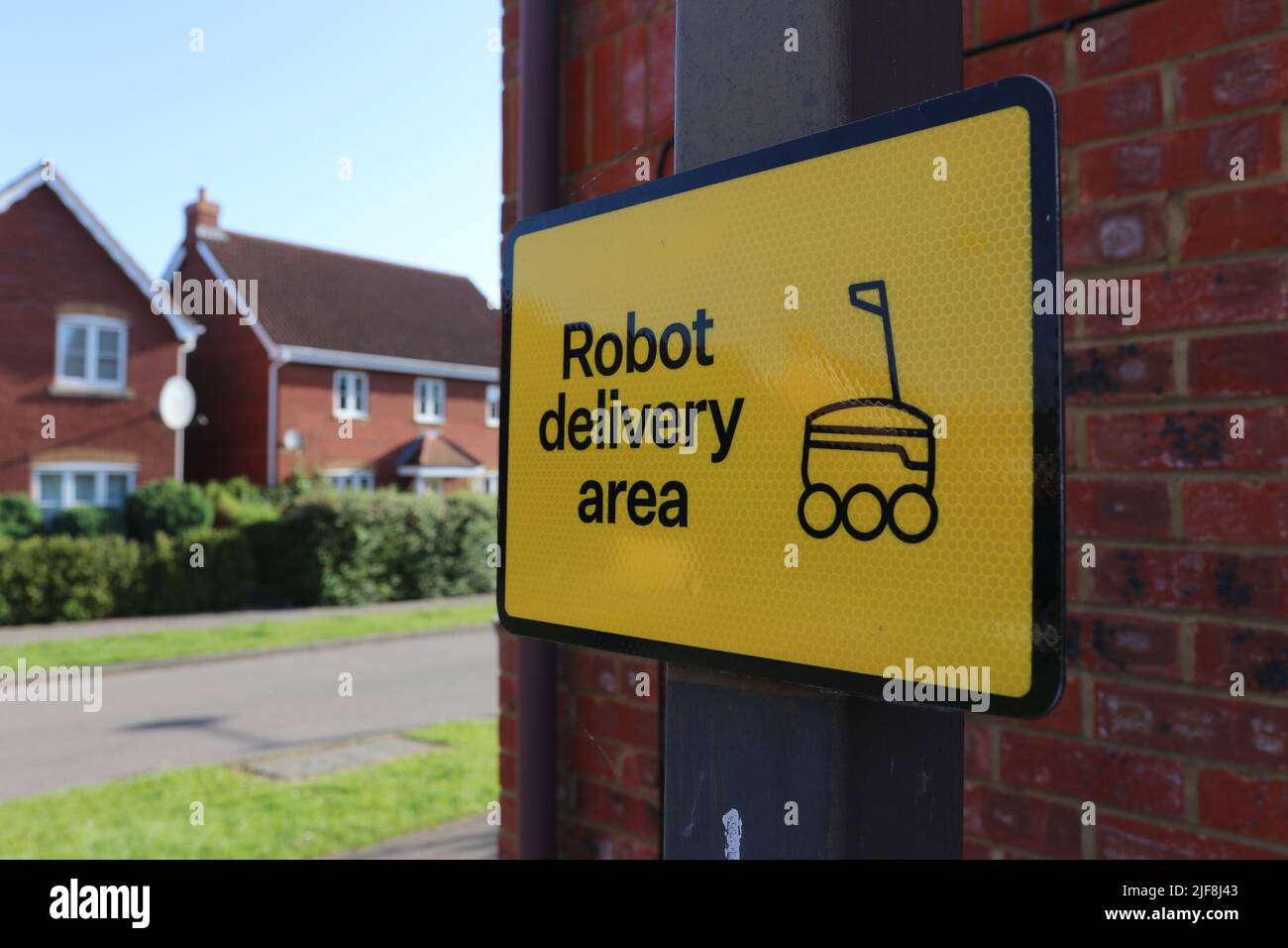 Road sign in Monkston Park, Milton Keynes alerting road users to the ...
