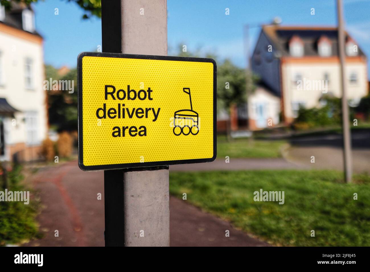 Road sign in Monkston Park, Milton Keynes alerting road users to the ...