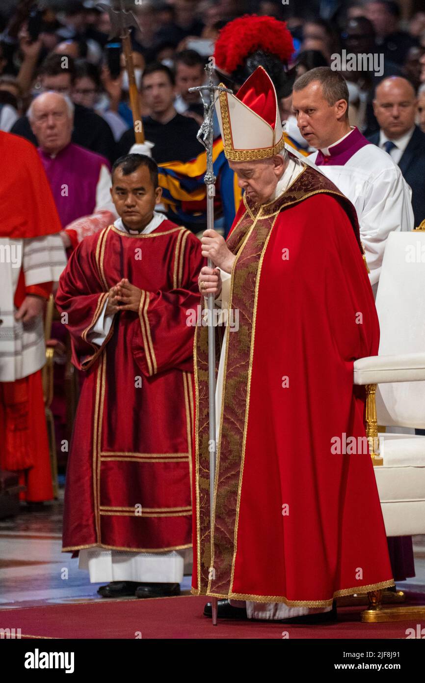 Pope Francis delivers his blessing at the end of the Mass on the ...