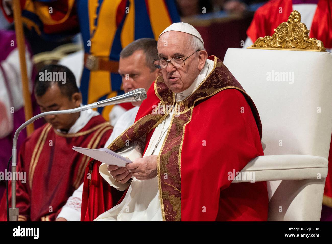 Pope Francis delivers his speech during the Mass on the Solemnity of ...