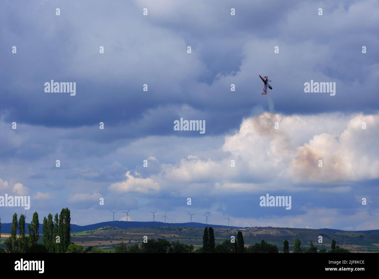 Model airplane taking off vertically at airshow Stock Photo - Alamy