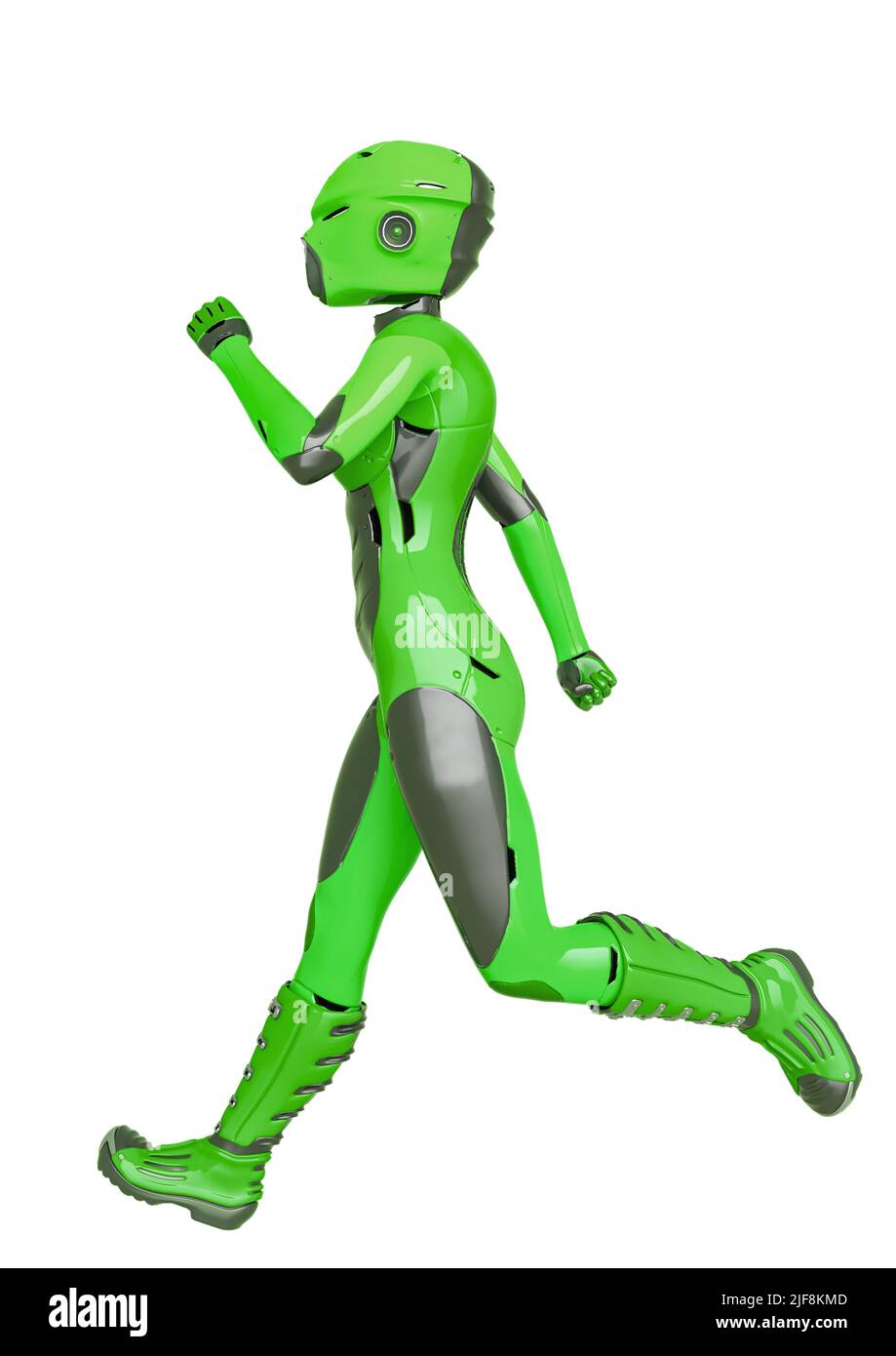 super soldier female running side view. This super cyborg in clipping ...