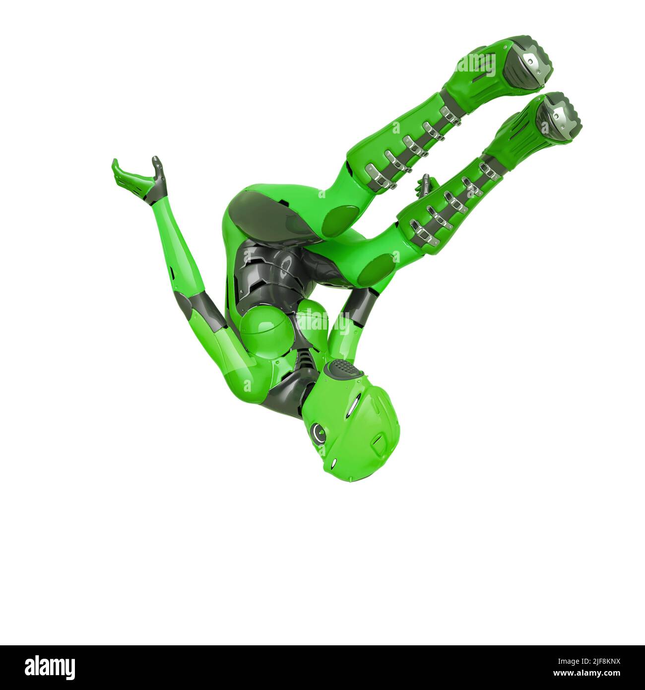 cyber soldier female jumping on the air. This super cyborg in clipping ...