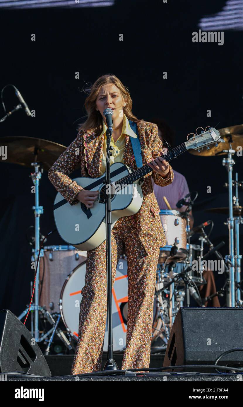 Jade Bird singing live at the Lytham Festival 30 June 2022 Credit ...