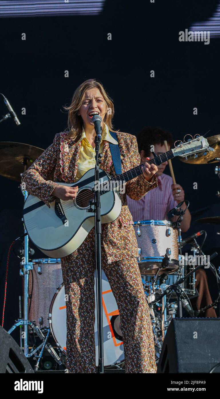 Jade Bird singing live at the Lytham Festival 30 June 2022 Credit ...