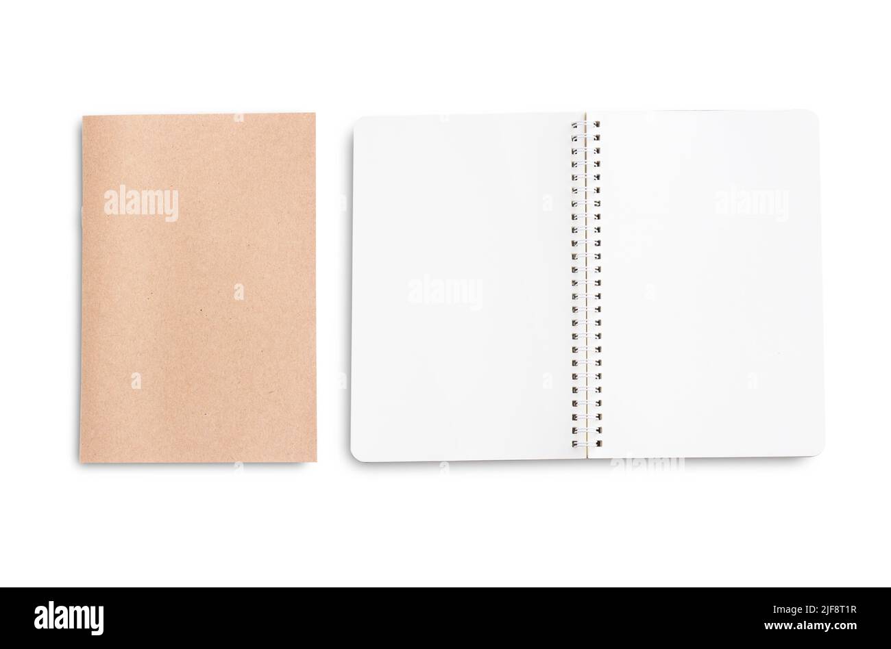 Top view of notebook or blank notepad isolated on white background ...