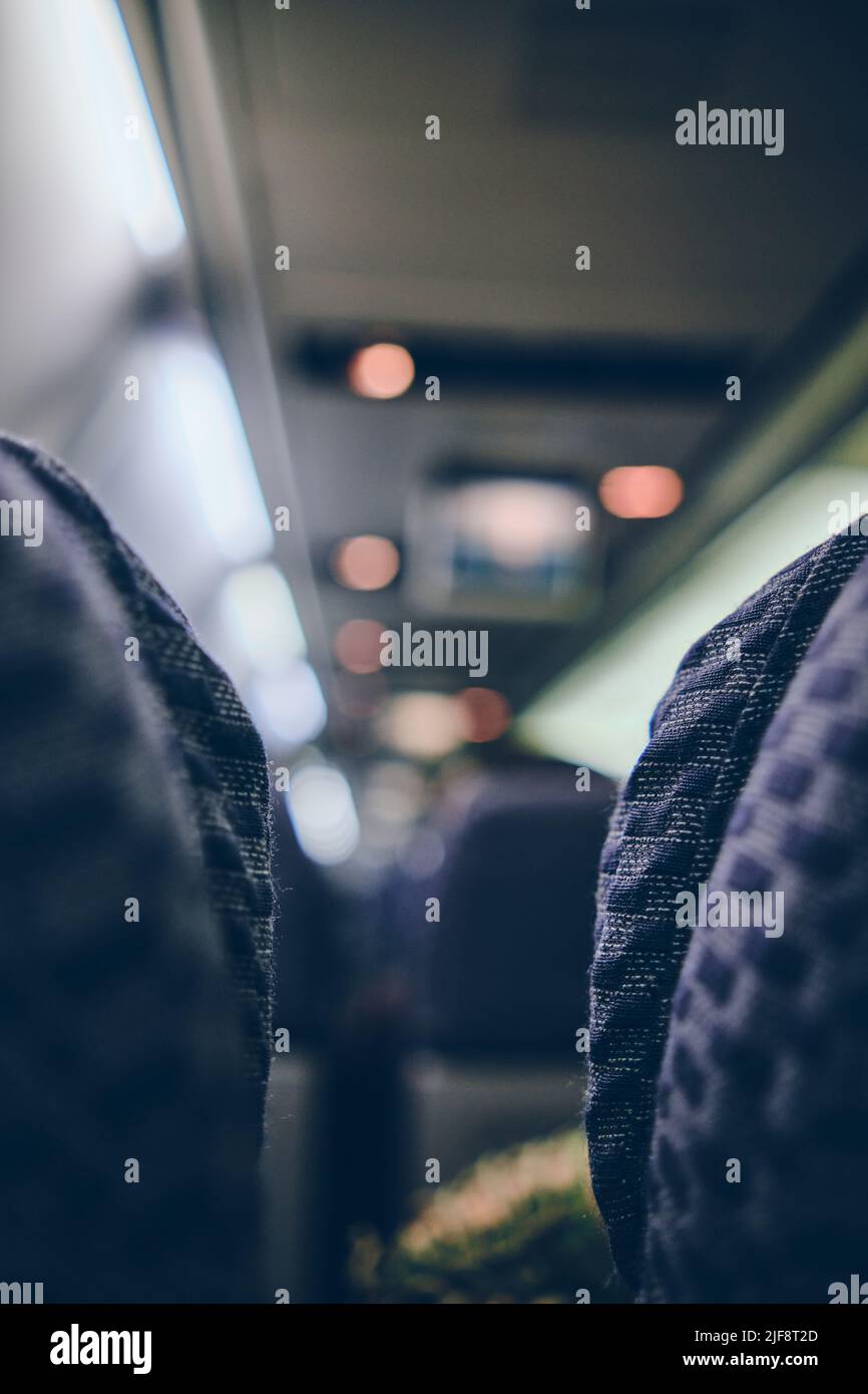 Crop image of airplane screen device for entertainment to serve ...
