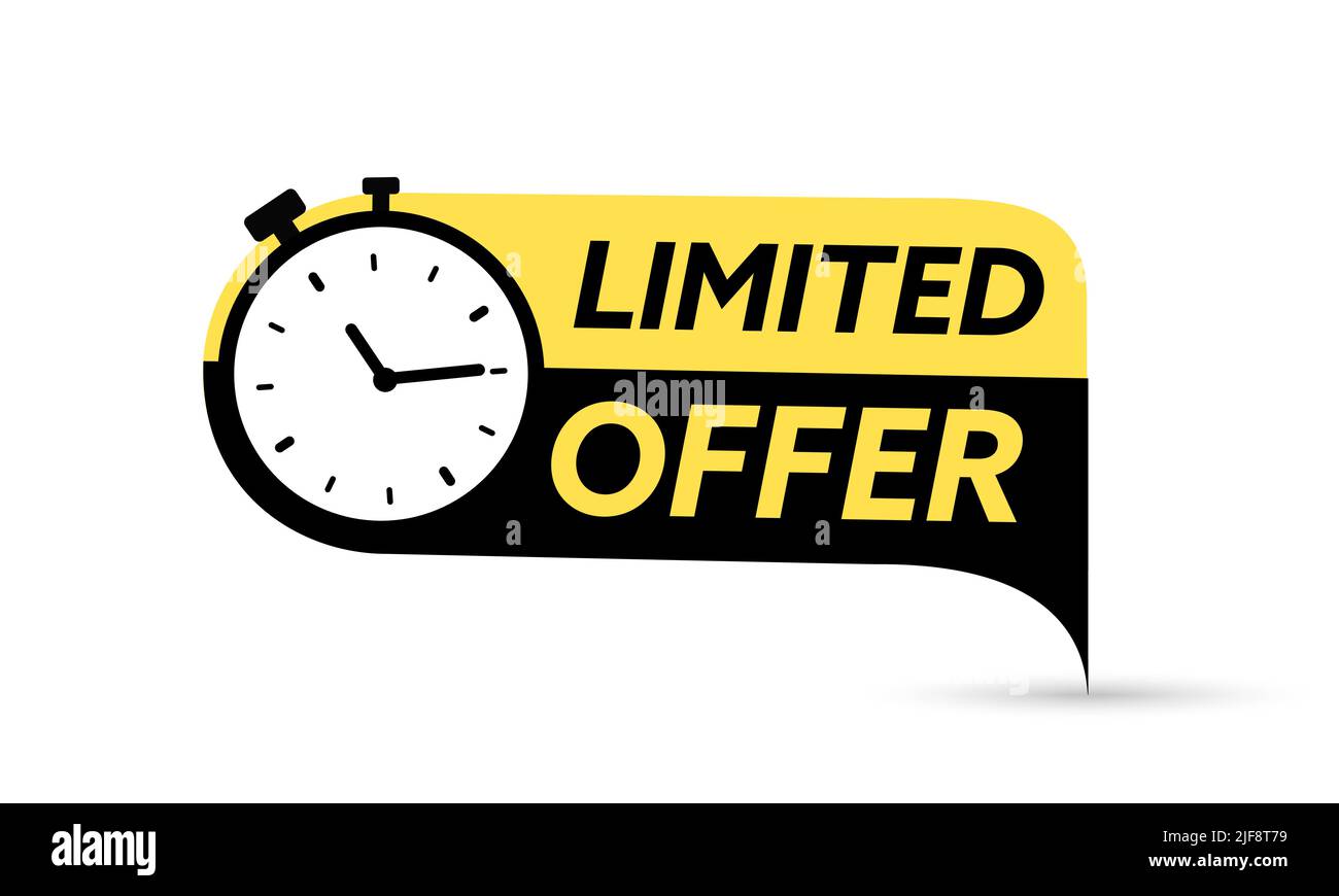 Limited offer. Yellow and black icon with chronometer Stock Vector ...