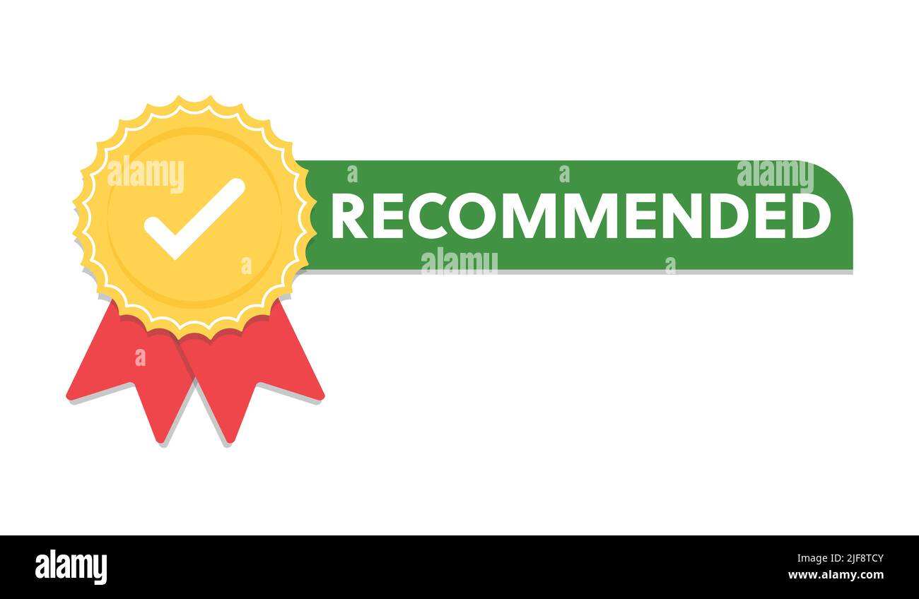 Recommended icon label flat style badge, recommendation red golden ...