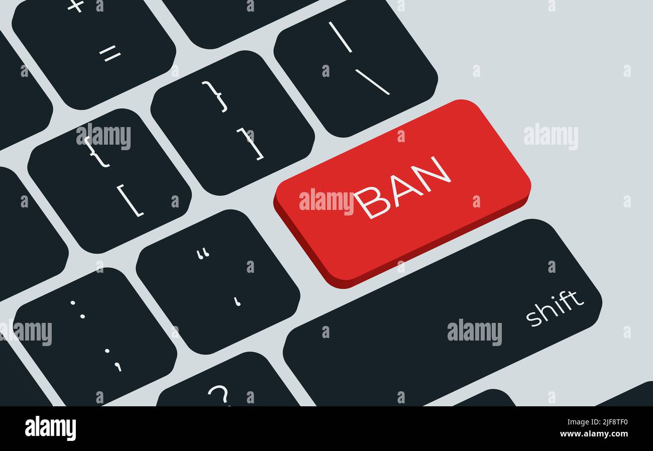 Ban button on keyboard keys vector. Simple style Stock Vector Image ...