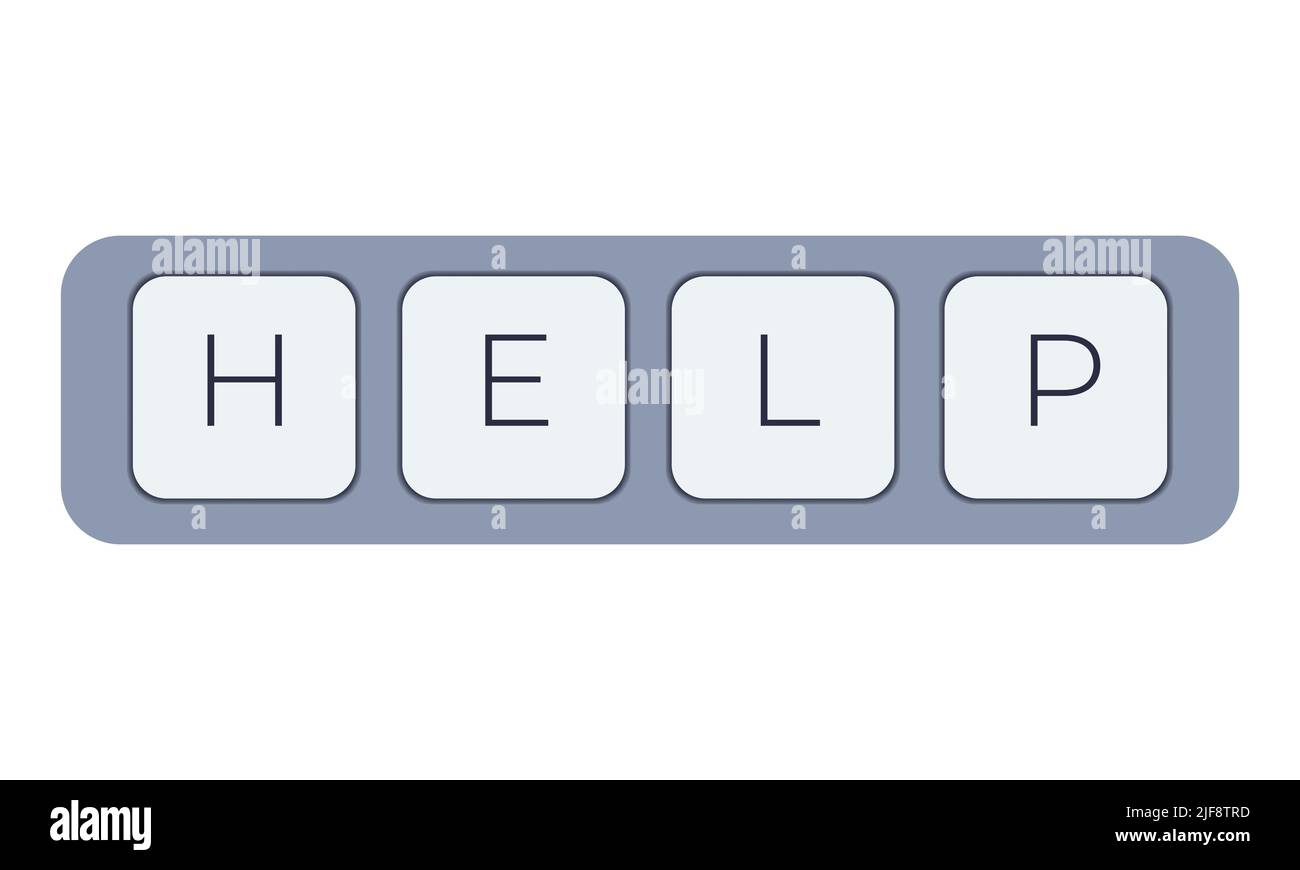 Computer keyboard key with key help. Keyboard keys icon button Stock ...