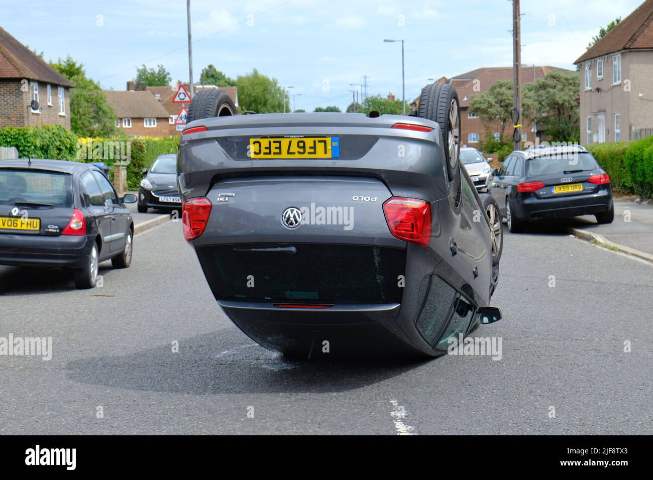 Car accident with overturned car hi-res stock photography and images ...