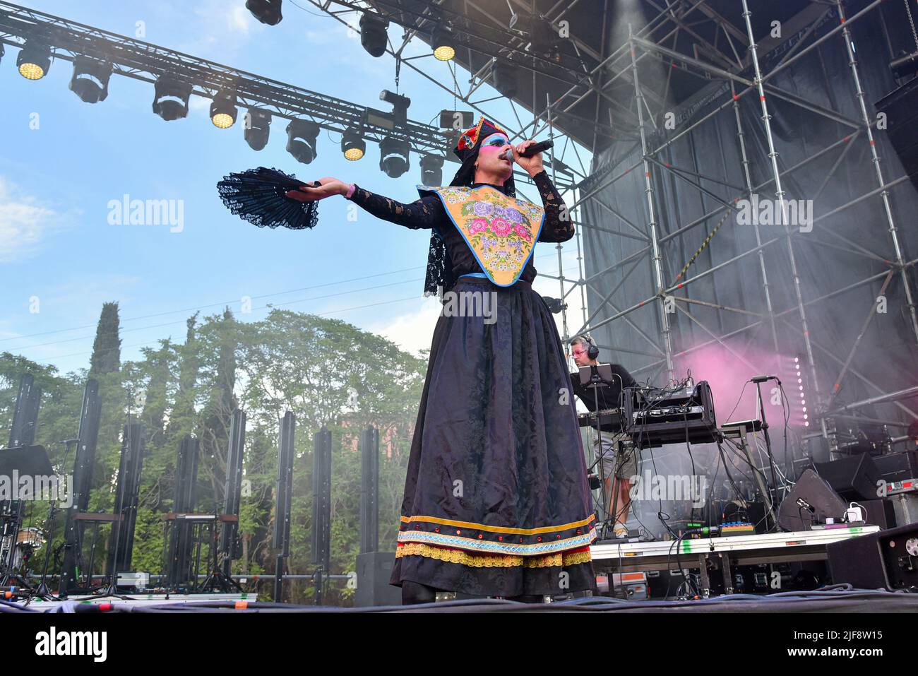 The Spanish singer Rodrigo Cuevas seen during his performance at the ...