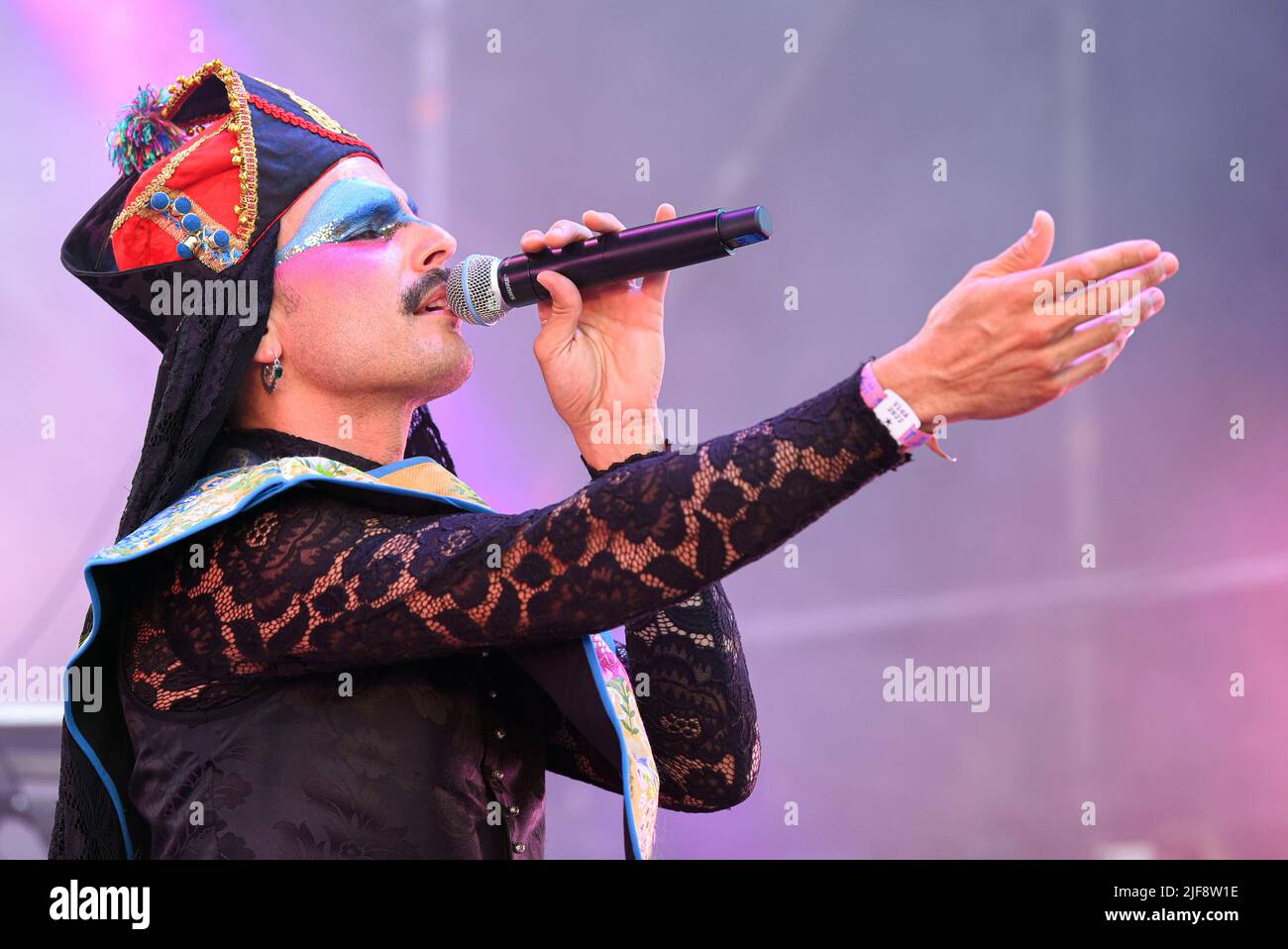 The Spanish singer Rodrigo Cuevas seen during his performance at the ...