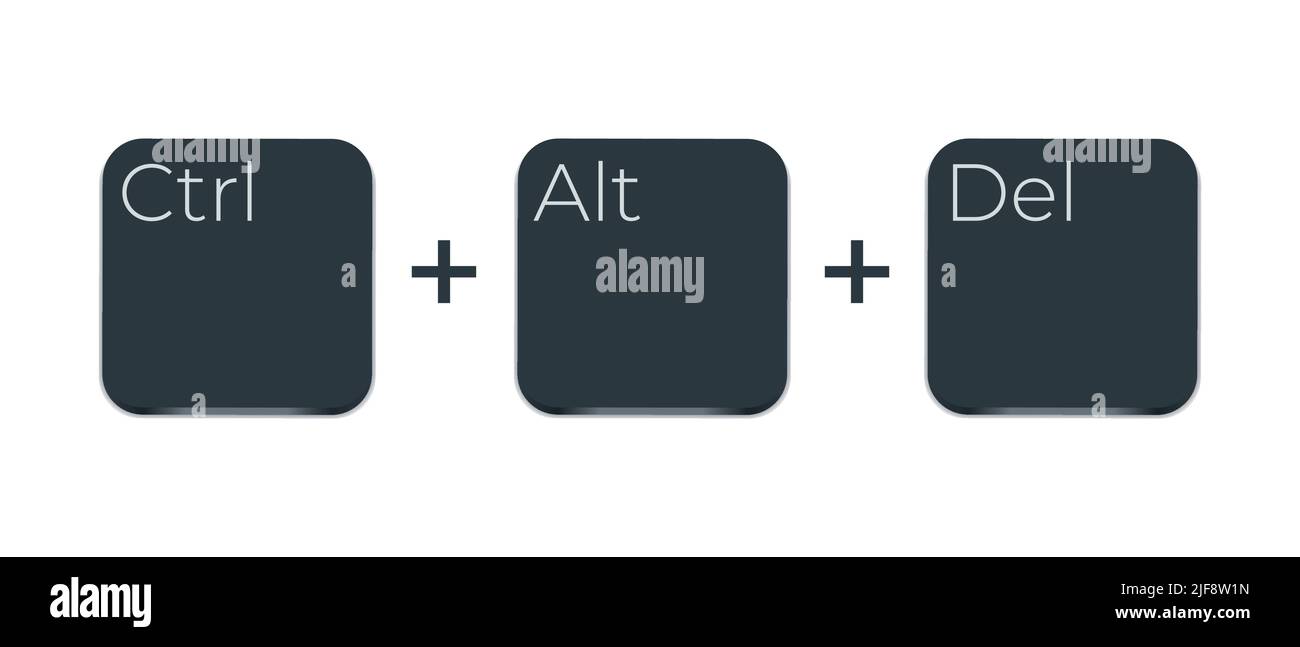 Ctrl, alt and del ,Three buttons for fix computer hanging problem Stock ...