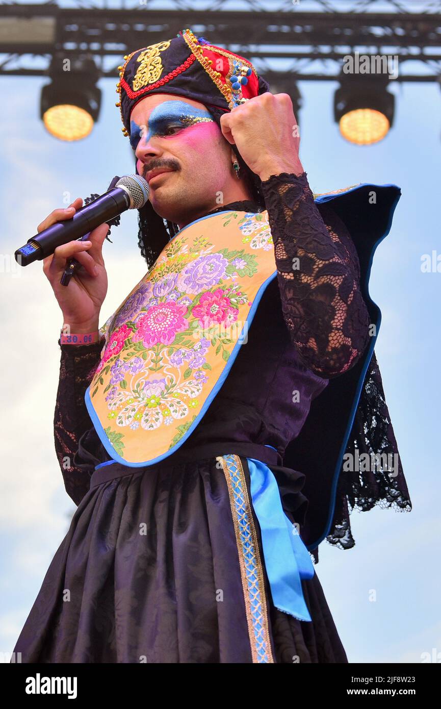 The Spanish singer Rodrigo Cuevas seen during his performance at the ...