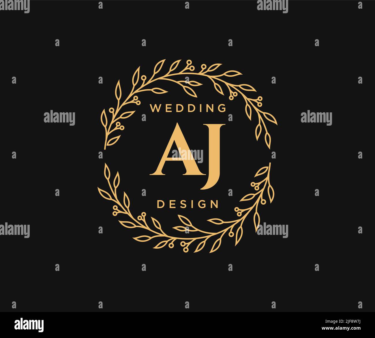AJ Initials letter Wedding monogram logos collection, hand drawn modern minimalistic and floral ...