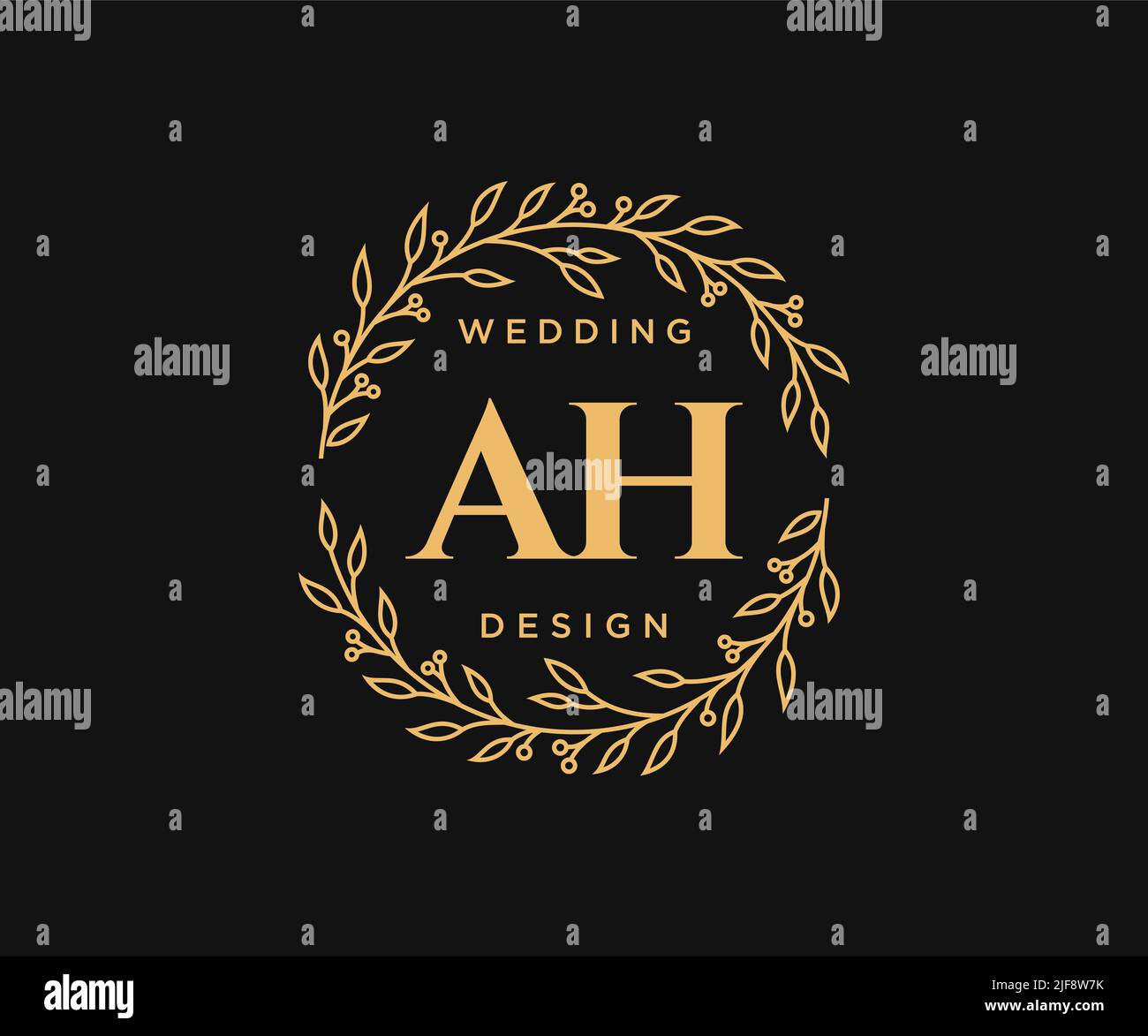 AH Initials letter Wedding monogram logos collection, hand drawn modern minimalistic and floral ...