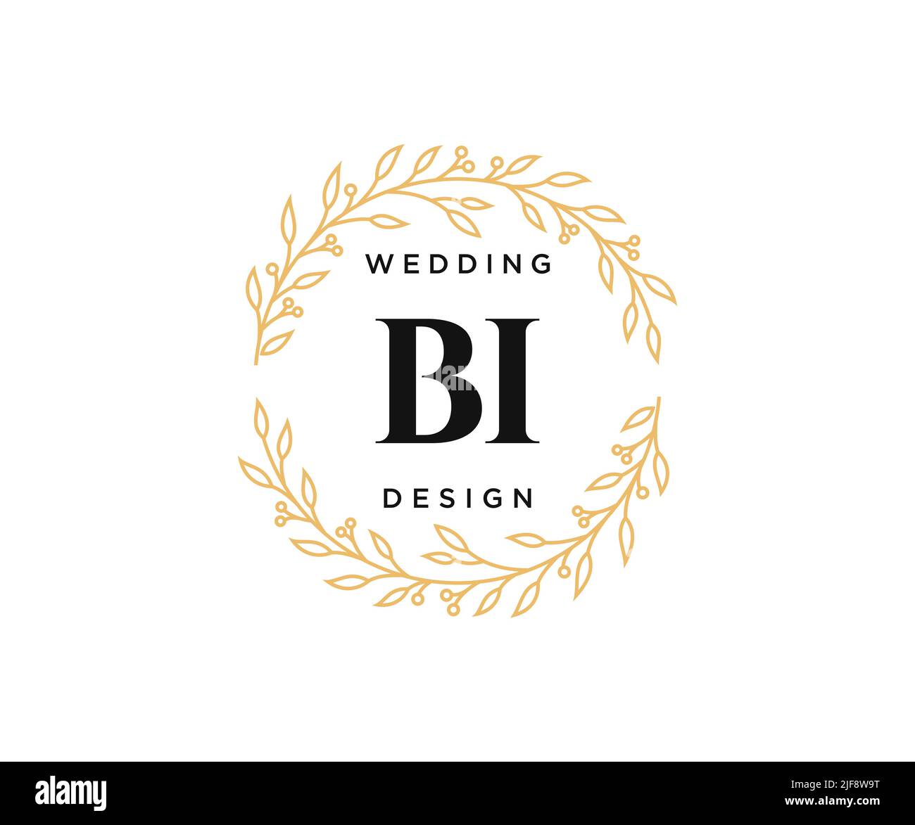 BI Initials letter Wedding monogram logos collection, hand drawn modern ...