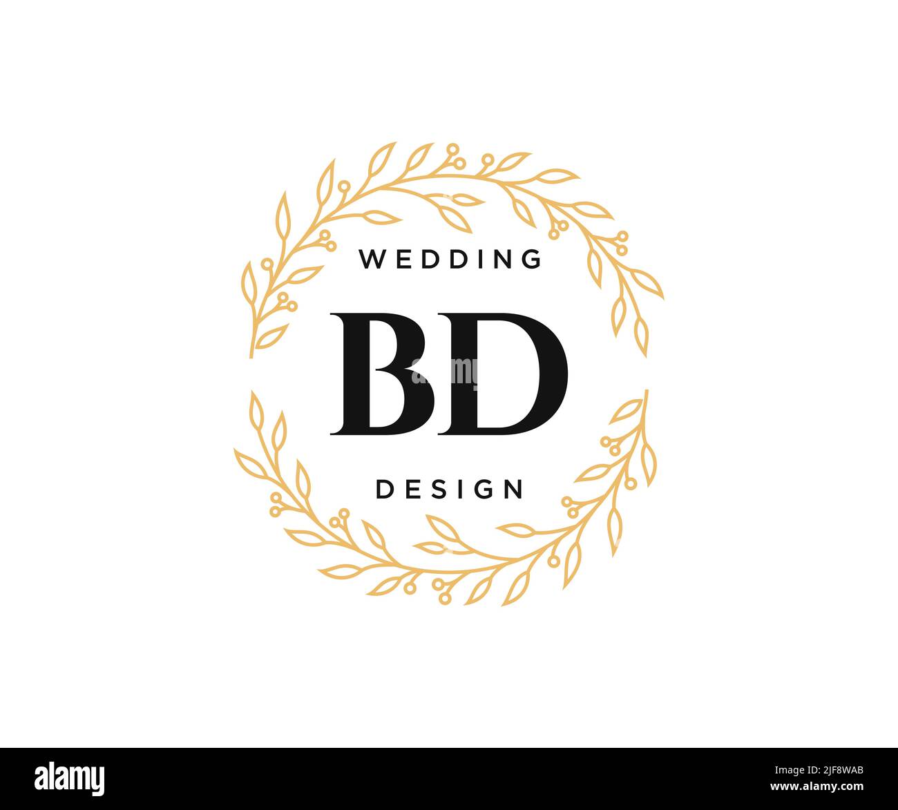 BD Initials letter Wedding monogram logos collection, hand drawn modern minimalistic and floral ...