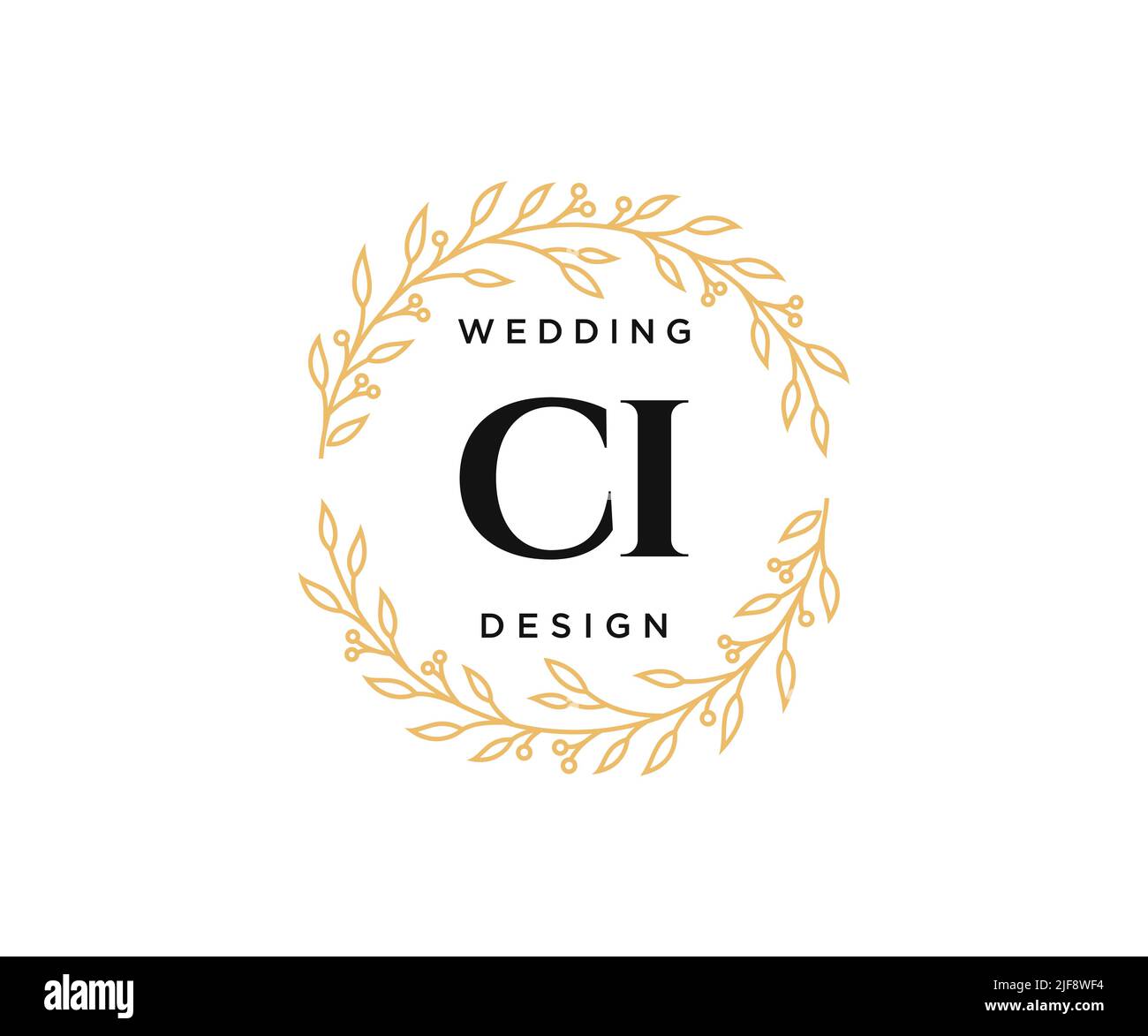 CI Initials letter Wedding monogram logos collection, hand drawn modern ...