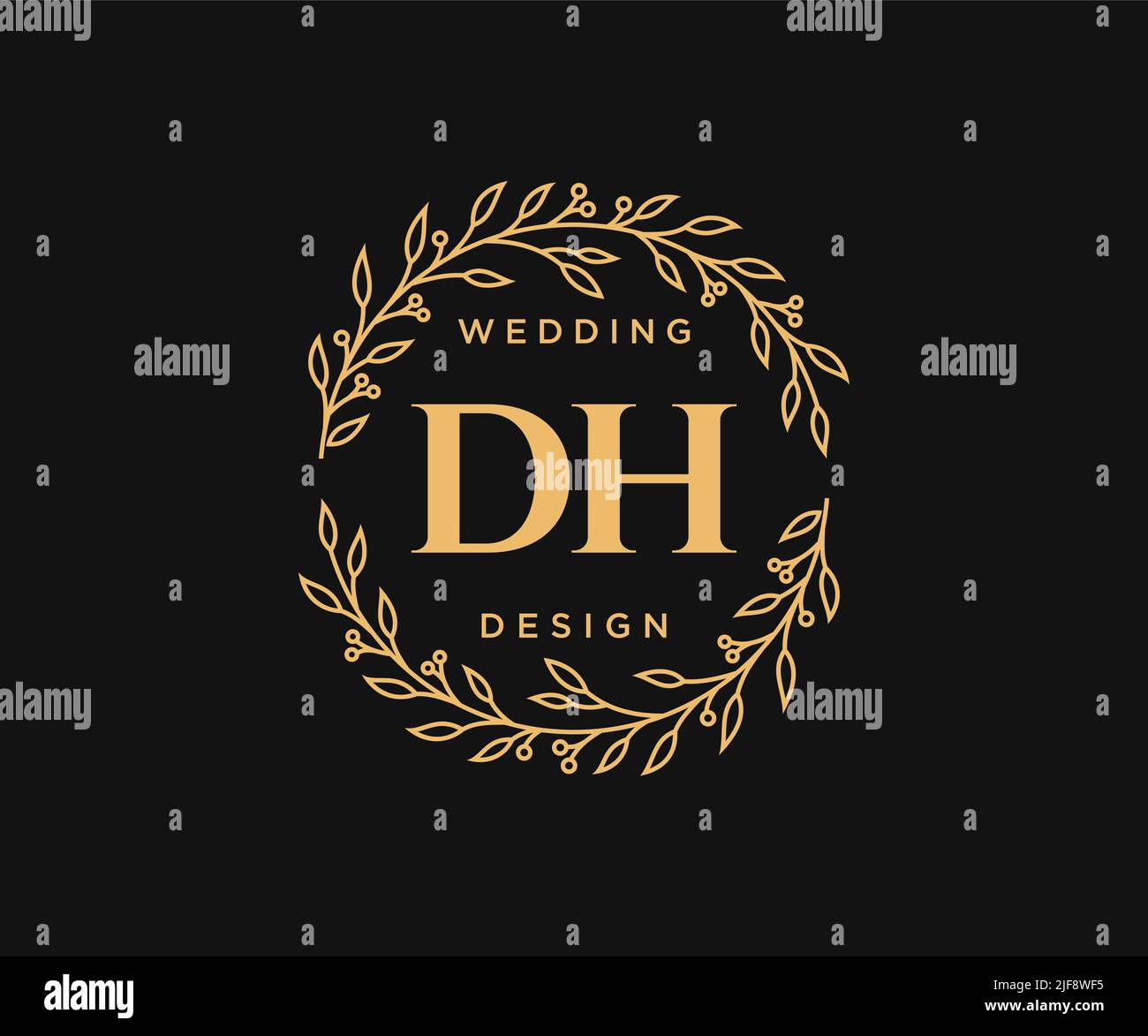 DH Initials letter Wedding monogram logos collection, hand drawn modern ...