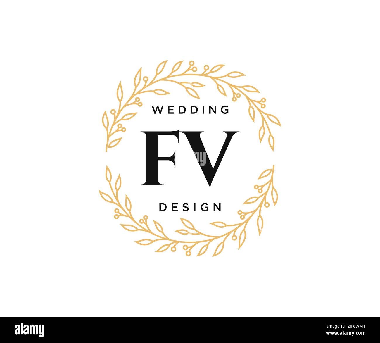 FV Initials letter Wedding monogram logos collection, hand drawn modern ...