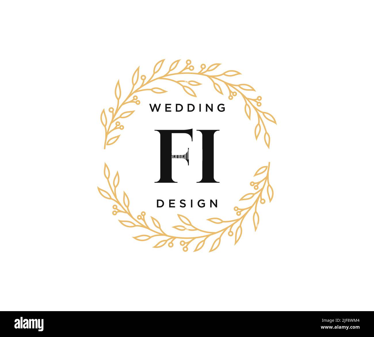 FI Initials letter Wedding monogram logos collection, hand drawn modern ...