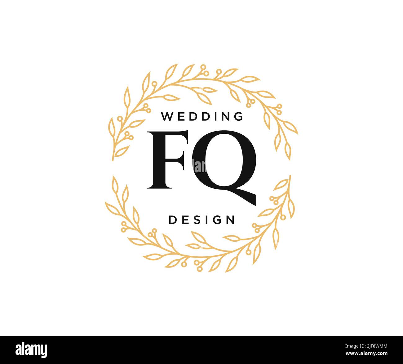 FQ Initials letter Wedding monogram logos collection, hand drawn modern ...