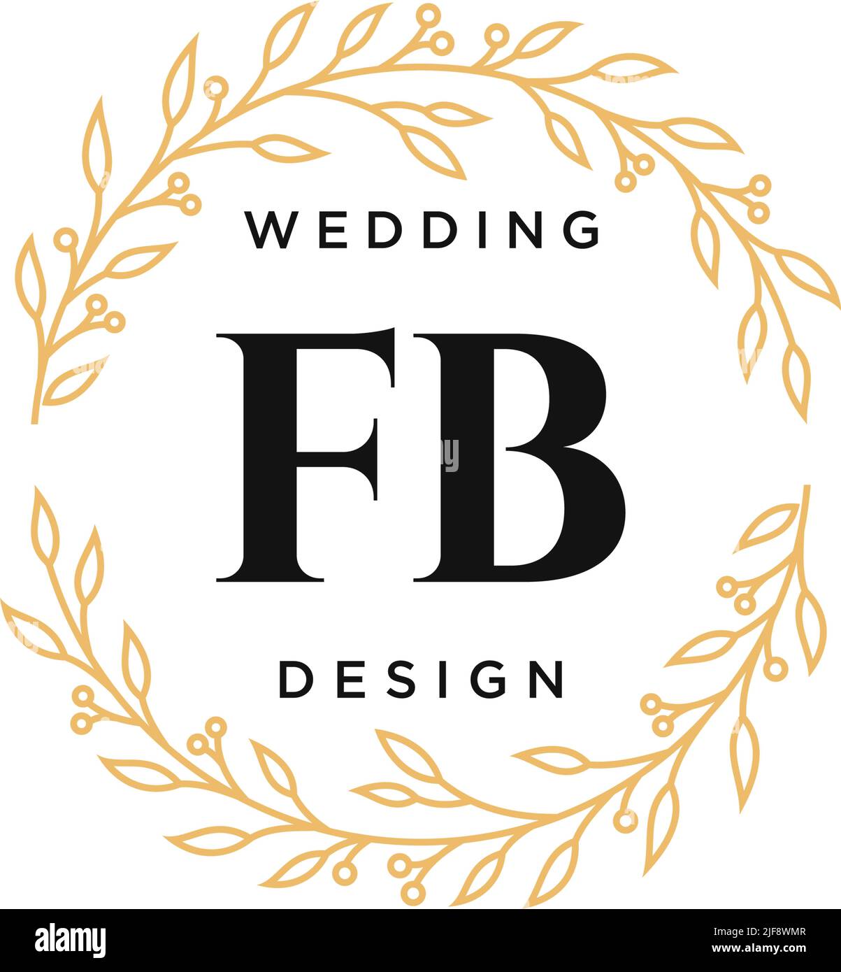 FB Initials letter Wedding monogram logos collection, hand drawn modern ...