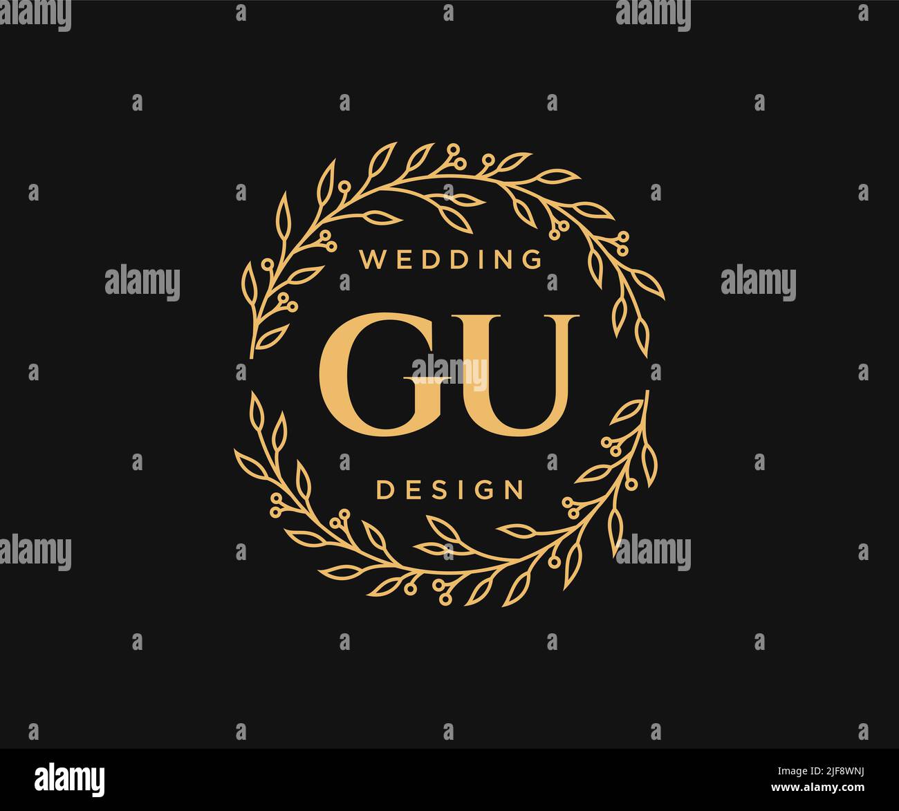 GU Initials letter Wedding monogram logos collection, hand drawn modern ...