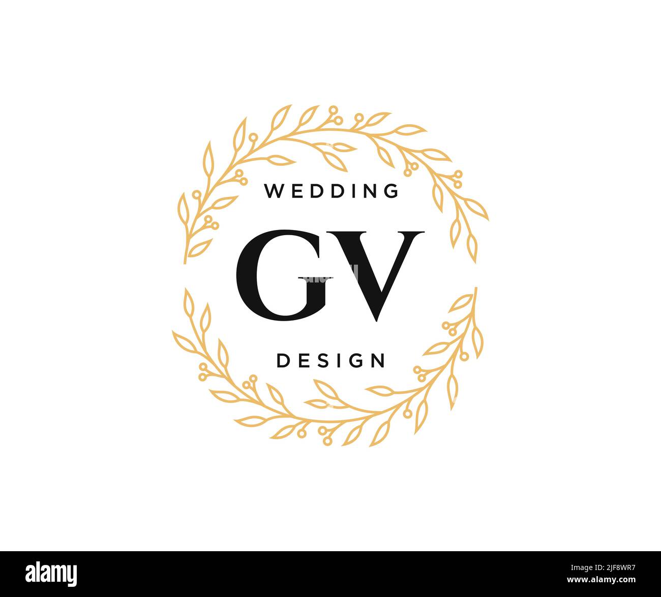 GV Initials letter Wedding monogram logos collection, hand drawn modern ...