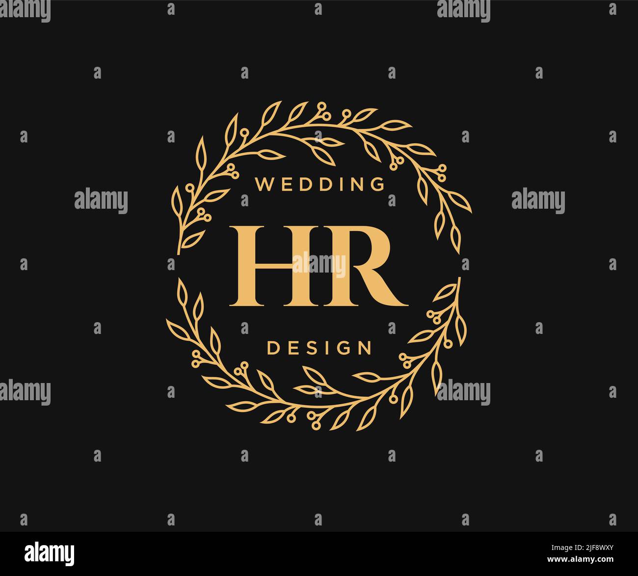 HR Initials letter Wedding monogram logos collection, hand drawn modern ...