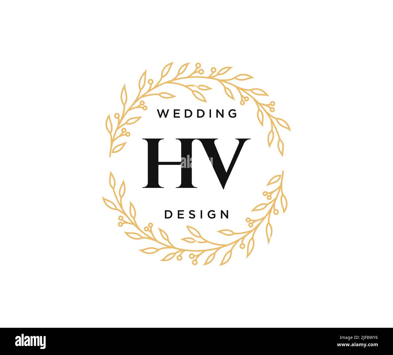 HV Initials letter Wedding monogram logos collection, hand drawn modern minimalistic and floral ...