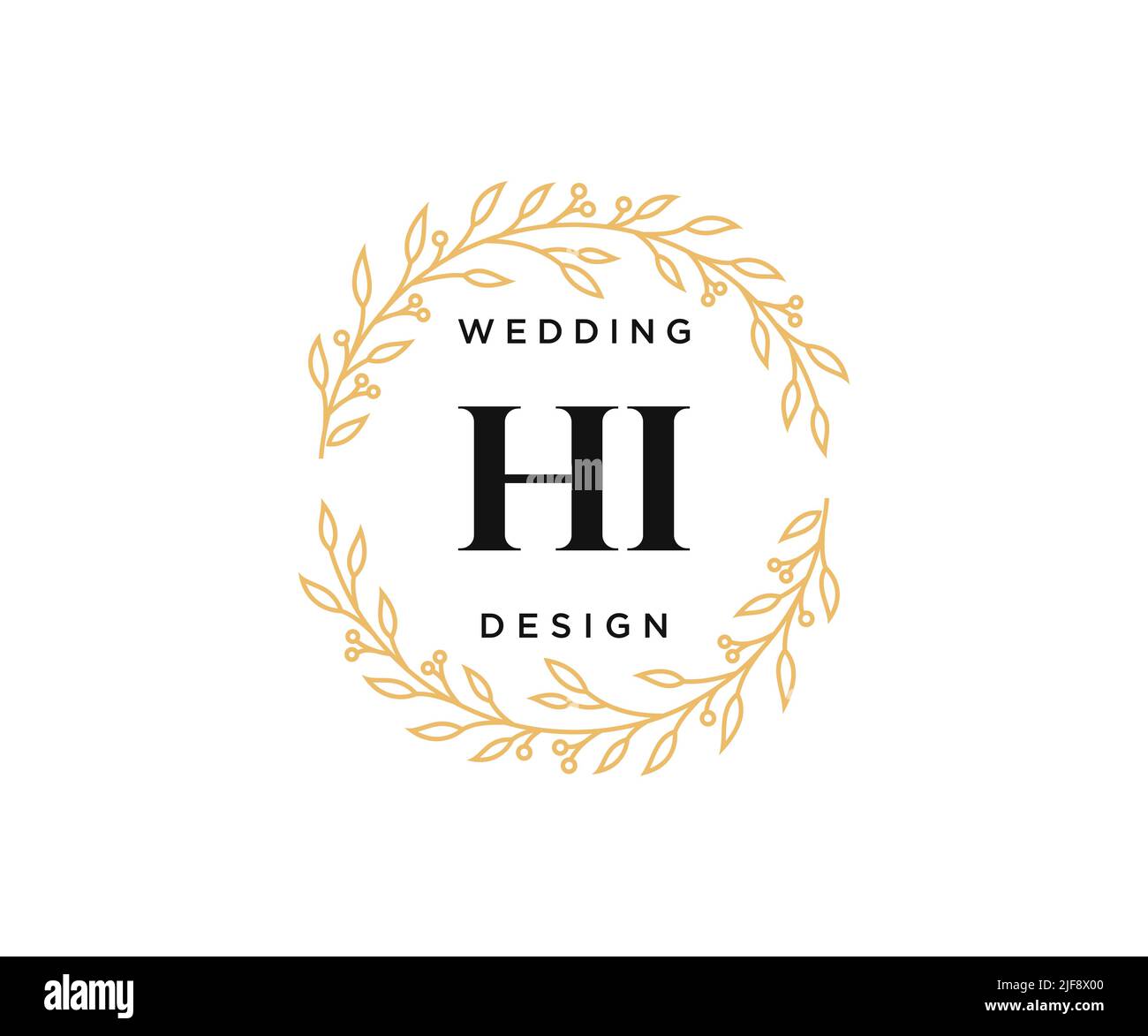 HI Initials letter Wedding monogram logos collection, hand drawn modern ...