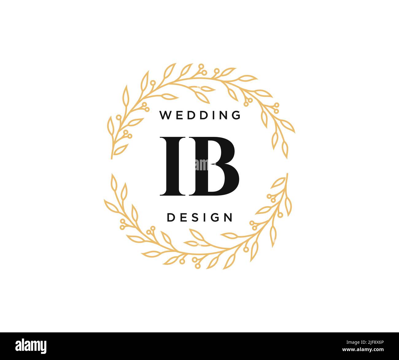 IB Initials letter Wedding monogram logos collection, hand drawn modern minimalistic and floral ...