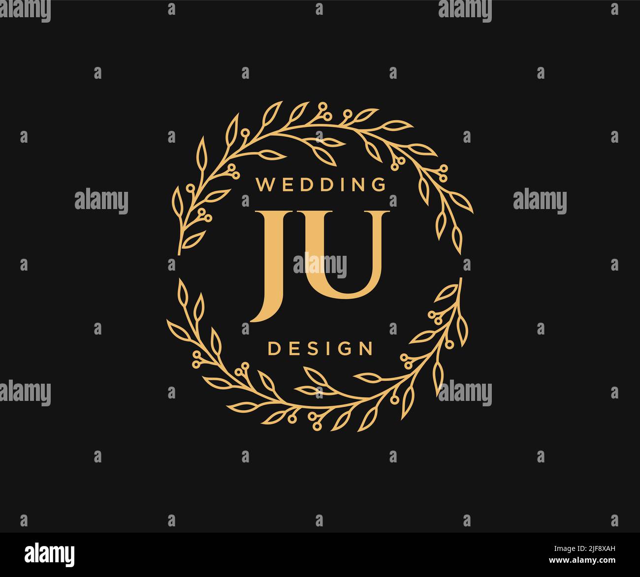 JU Initials letter Wedding monogram logos collection, hand drawn modern ...