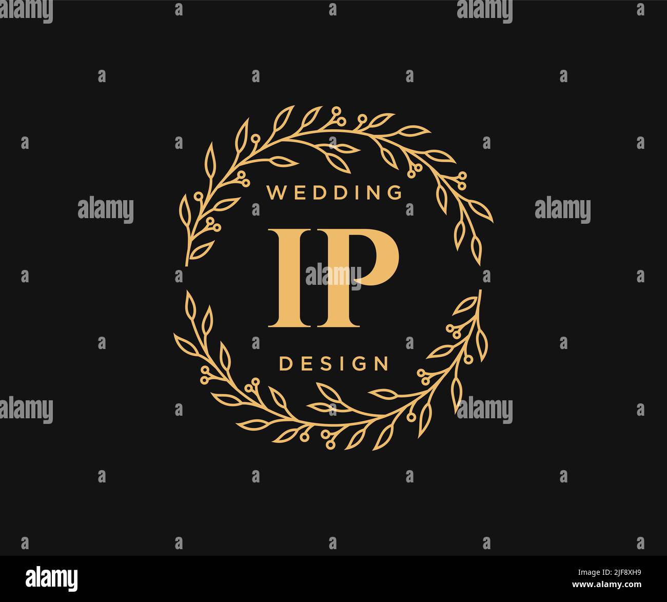 IP Initials letter Wedding monogram logos collection, hand drawn modern ...