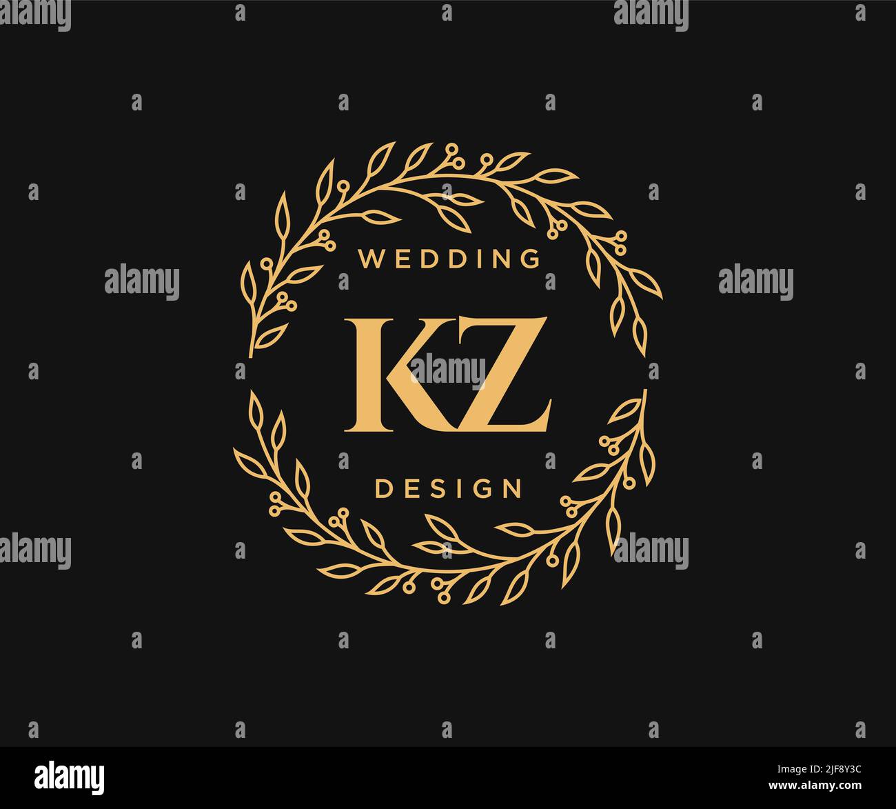 KZ Initials letter Wedding monogram logos collection, hand drawn modern ...