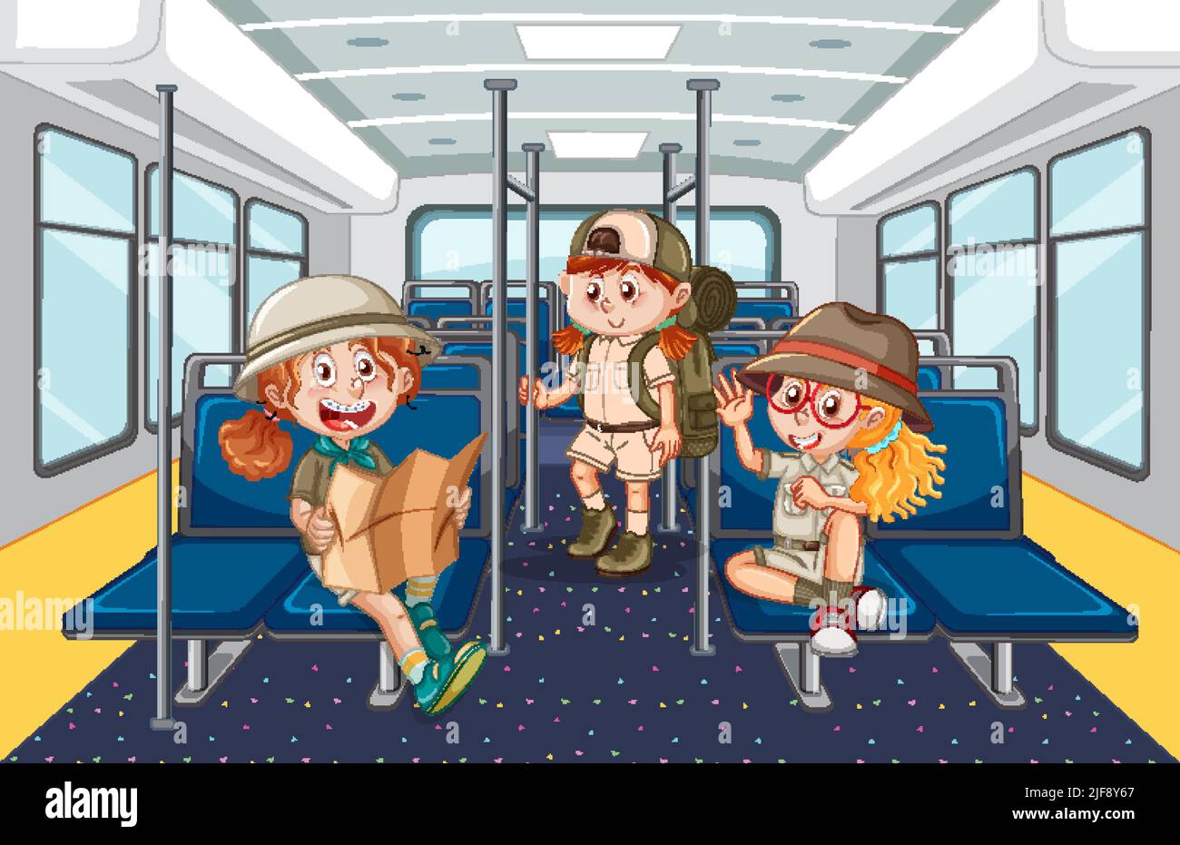 Inside bus with people cartoon illustration Stock Vector Image & Art ...