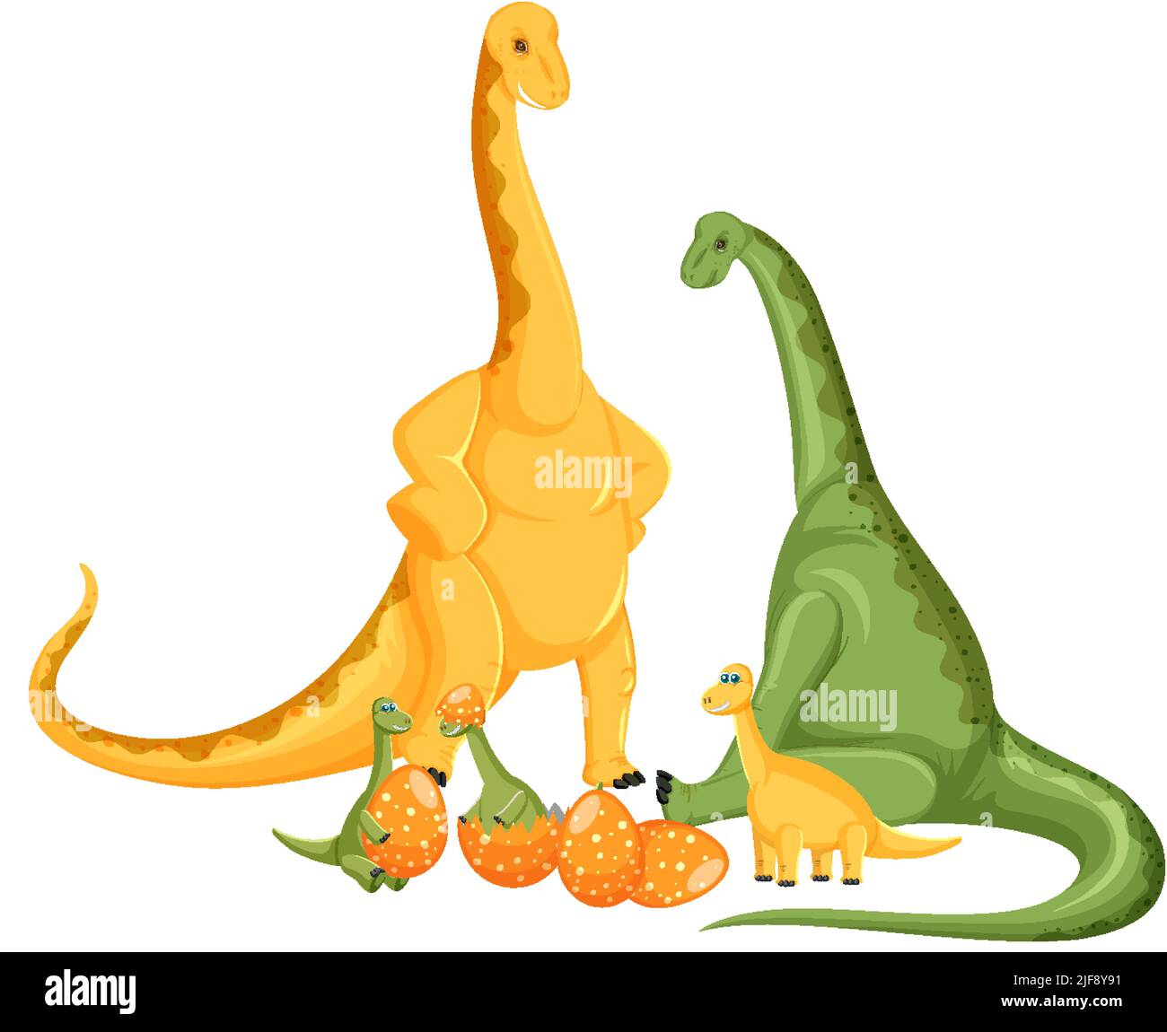 Cute apatosaurus dinosaur and baby characters illustration Stock Vector ...