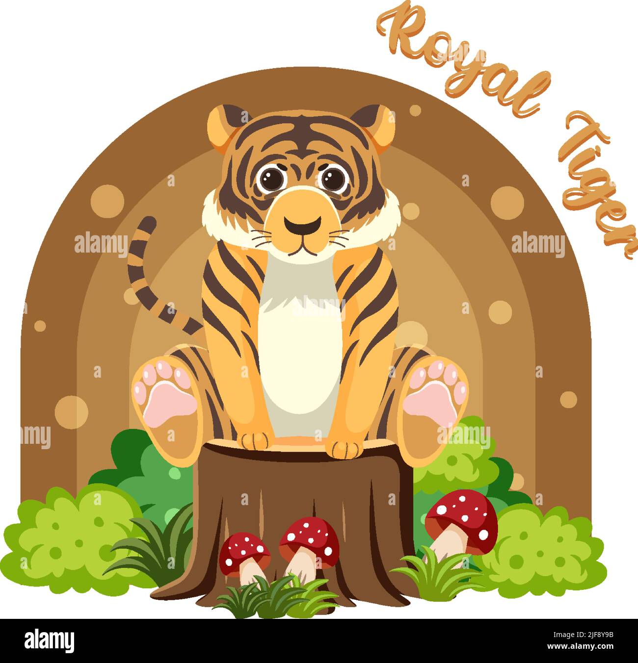 Cute tiger in cartoon flat style illustration Stock Vector Image & Art ...