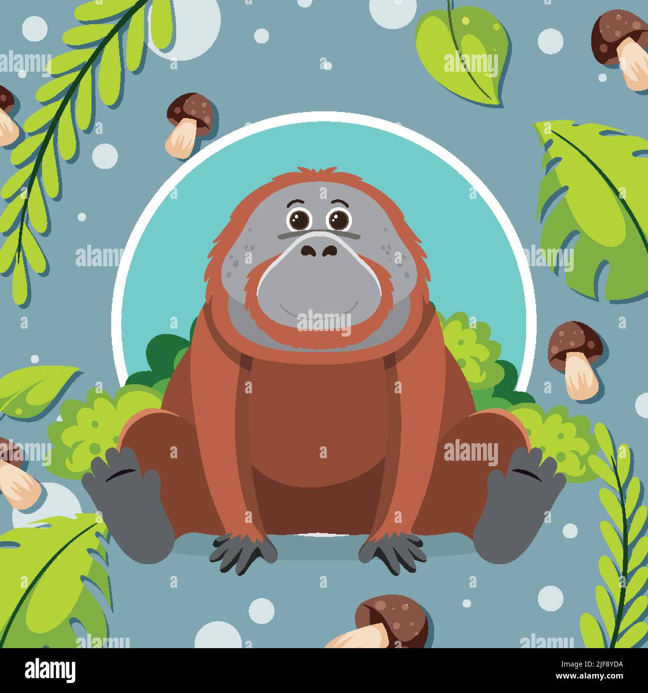 Cute orangutan in flat cartoon style illustration Stock Vector Image ...